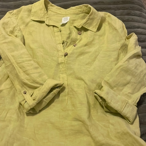 Sigrid Olsen | Tops | Sigrid Olsen Light Green Almost Lime Green Linen ...